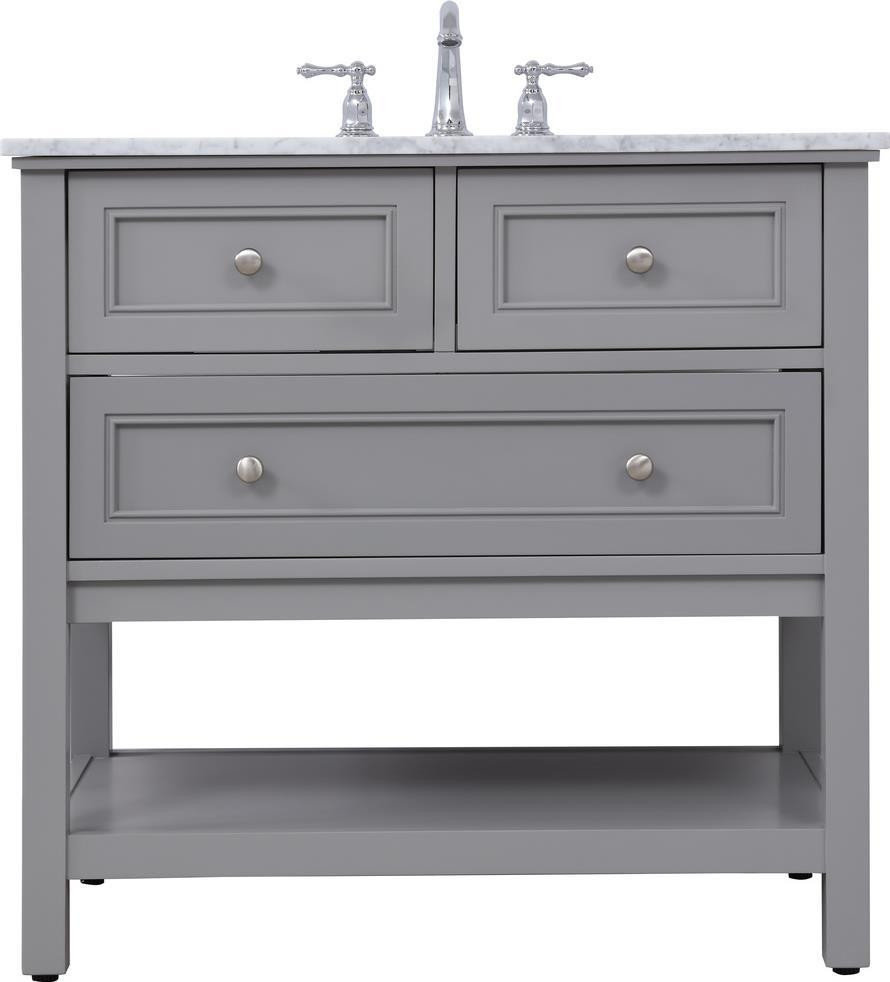 Stylish Gray Vanity With Brushed Nickel, Single - Transitional ...