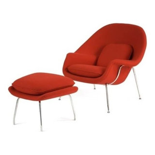 Modern Classics Woom Chair and Ottoman, Red, 36"H x 40"W x 35"D ...