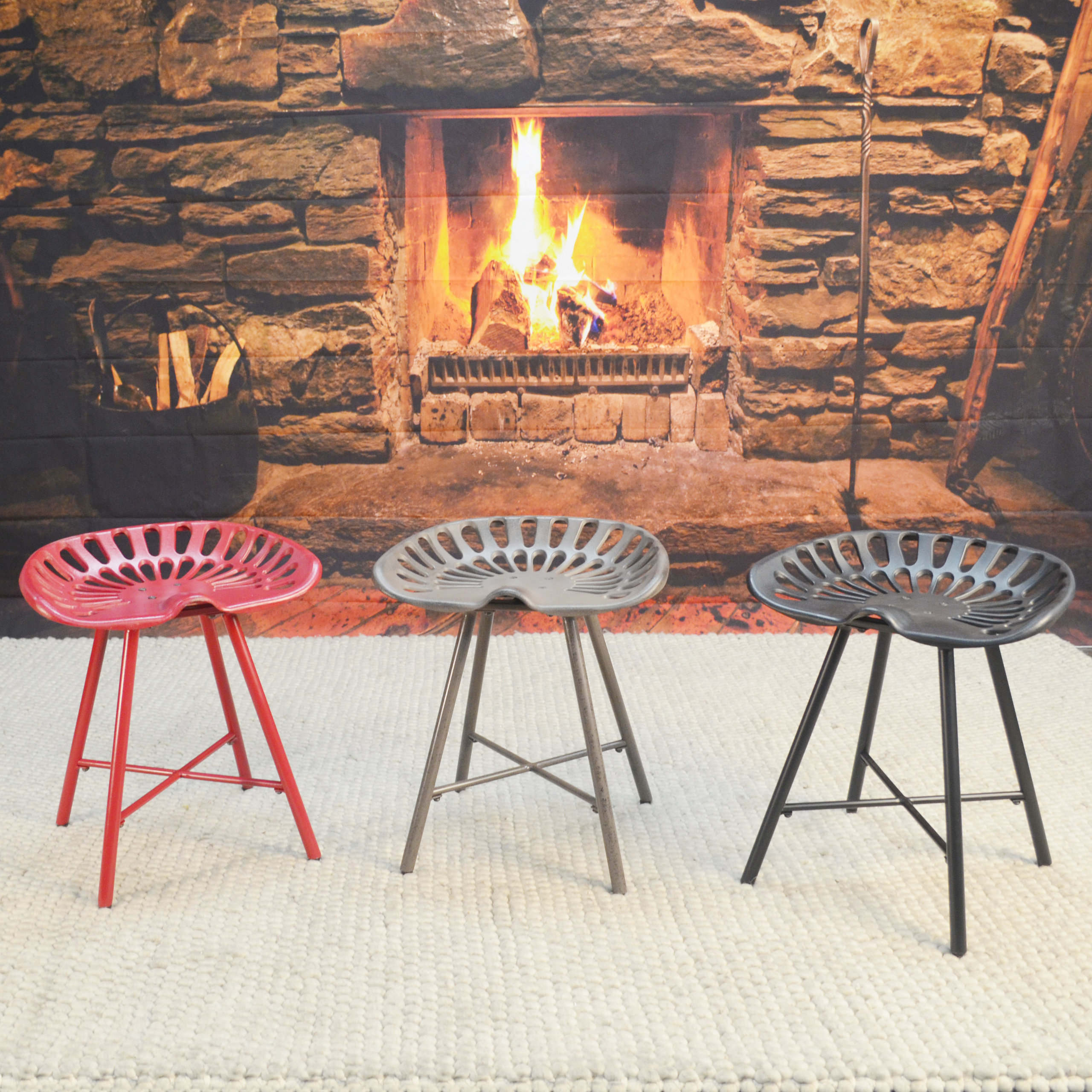 Jace Tractor Seat Fireside Bench, Black - Industrial - Accent And ...