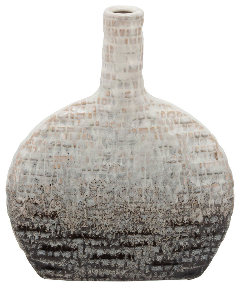 10" Textured Oval 2-Tone Vase, Beige - Transitional - Vases - by ...