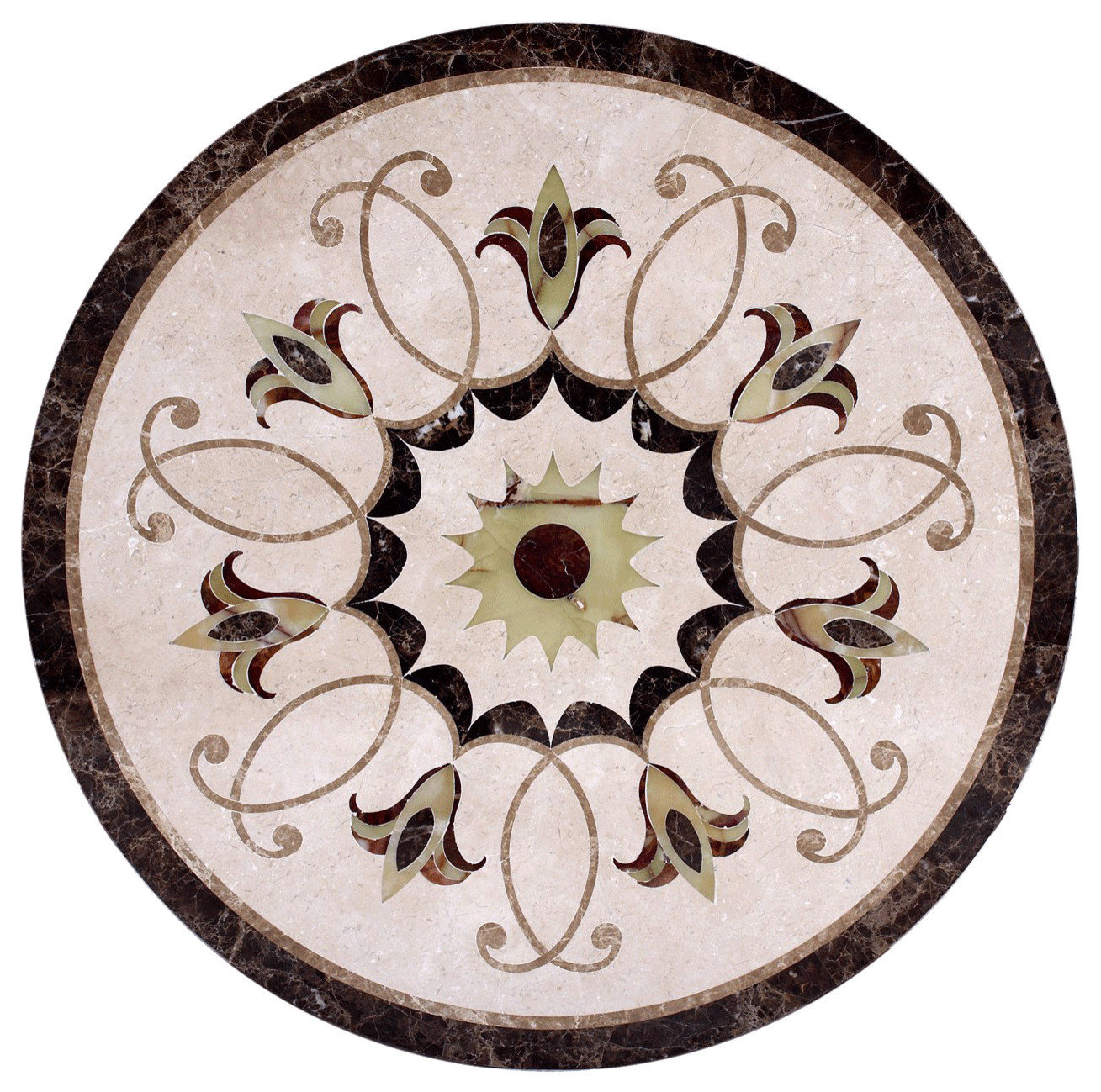 Fancy Polished Still Life Medallion, 36" Round, 36" Round - Traditional ...
