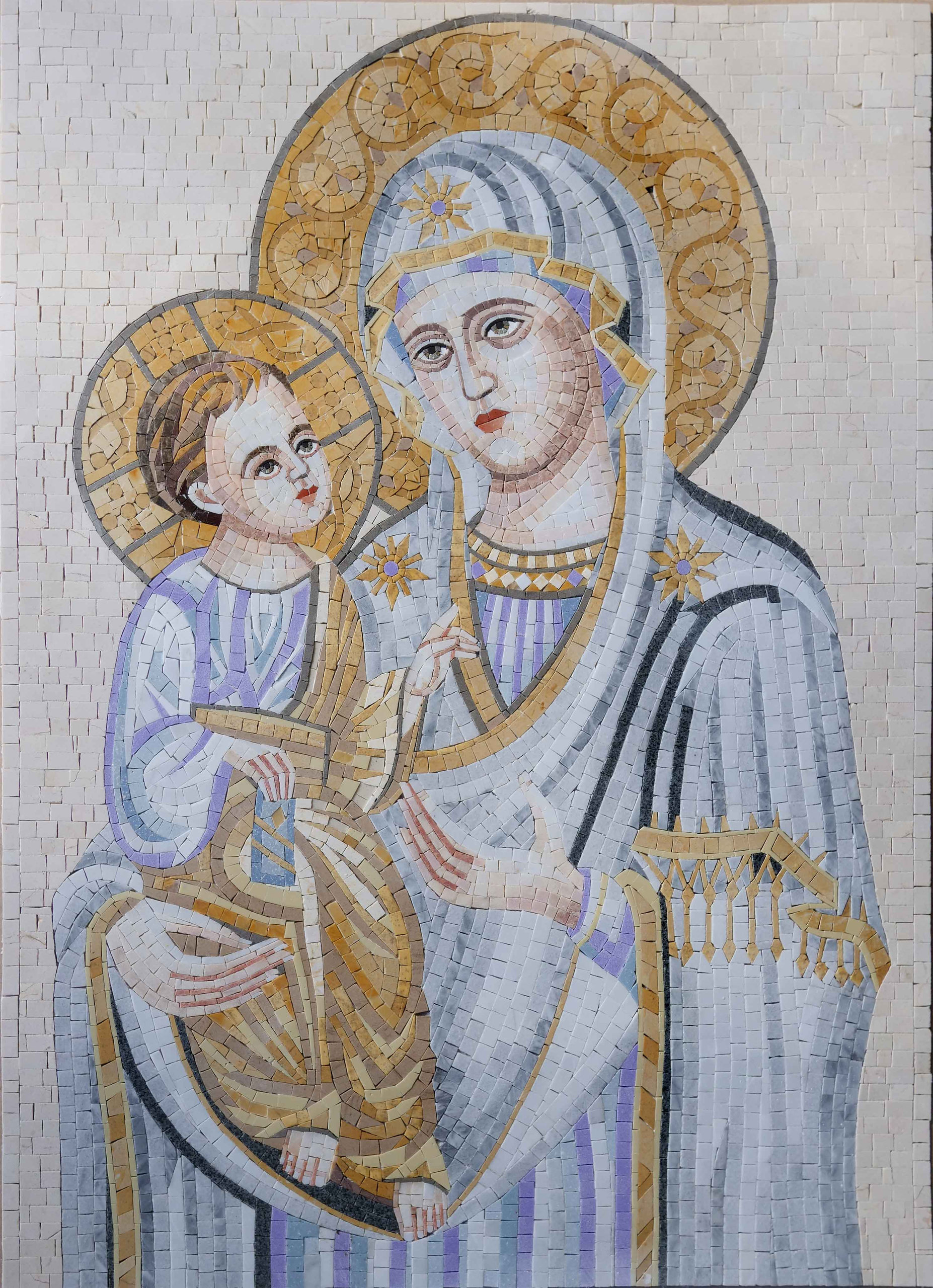 Mary and Jesus - Mosaic Art, 35" x 47" - Contemporary - Tile Murals ...