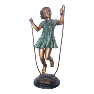 Young girl jump roping bronze statue - Size: 5"L x 7"W x 15"H ...
