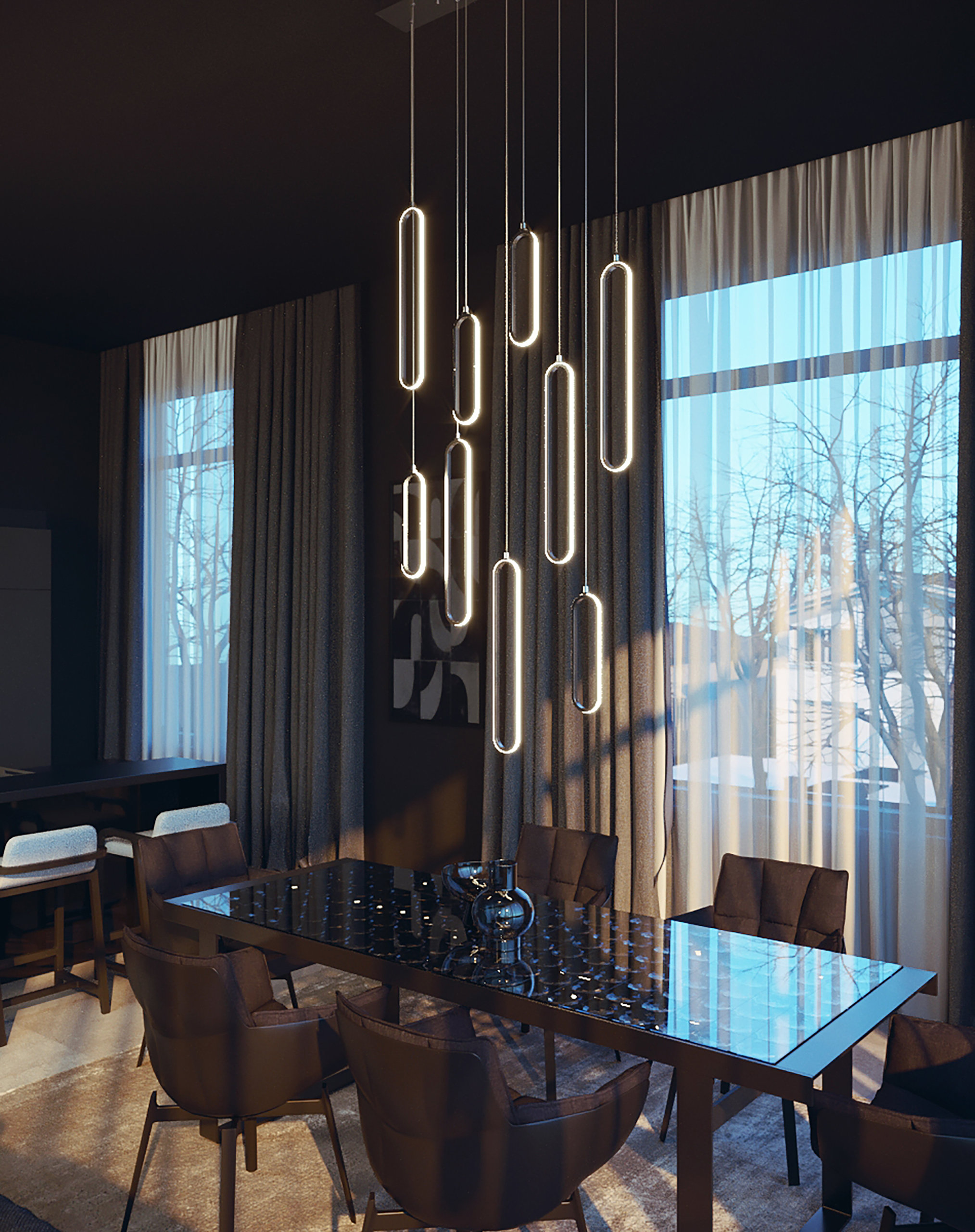 Sienna LED Linear Pendant 36"W, 135W, 5CCT - Modern - Pendant Lighting ...