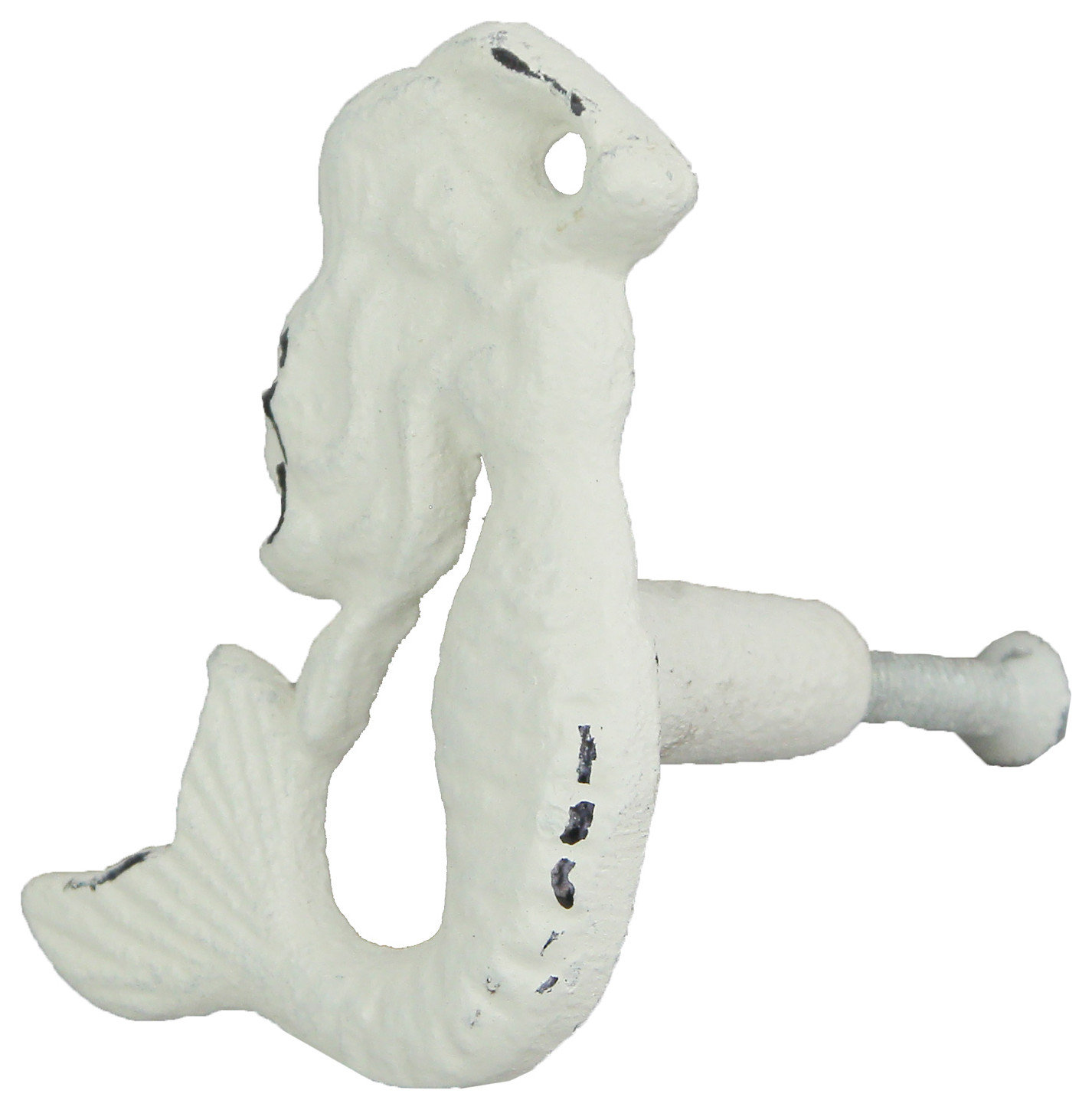 Set of 6 White Painted Cast Iron Mermaid Drawer Pull Rustic Furniture ...