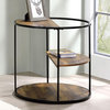 Modern End Table, Round Design With Metal Frame & 2 Staggered Semi ...