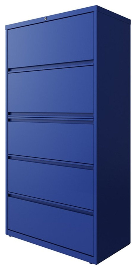 Pemberly Row 36" Metal Lateral File Cabinet with 5 Drawers in Classic ...