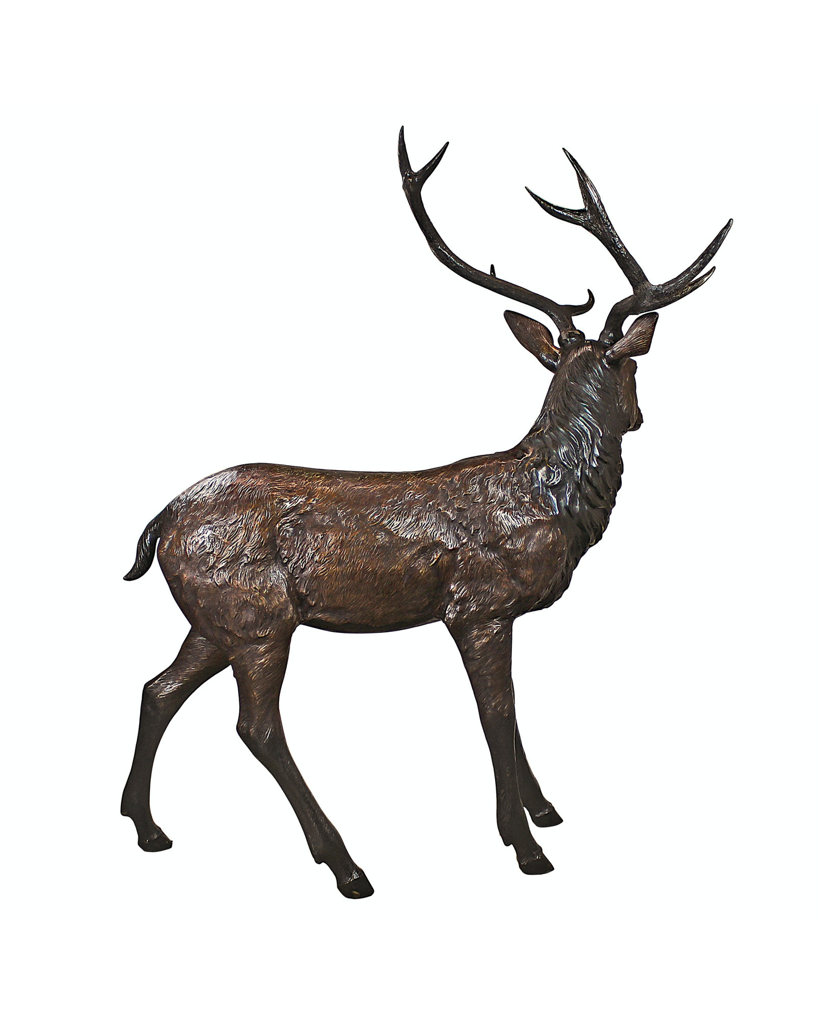 Standing Buck Deer Bronze Statue - Rustic - Garden Statues And Yard Art ...