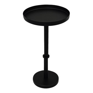 Ara 12" Side End Table Vintage Sleek Pillar Base Round Tray Top Matte ...