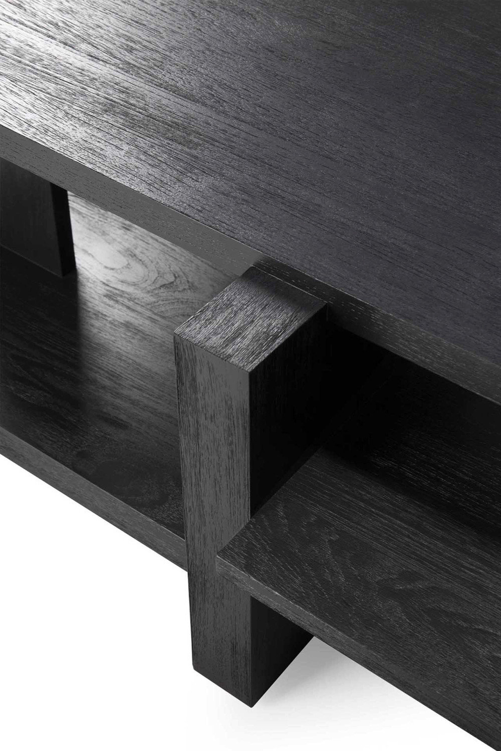 Black Teak Architectural Coffee Table | OROA Abstract - Transitional ...