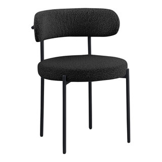 Dobby Contemporary Boucle Fabric Dining Chair with Black Legs, Set of 2 ...