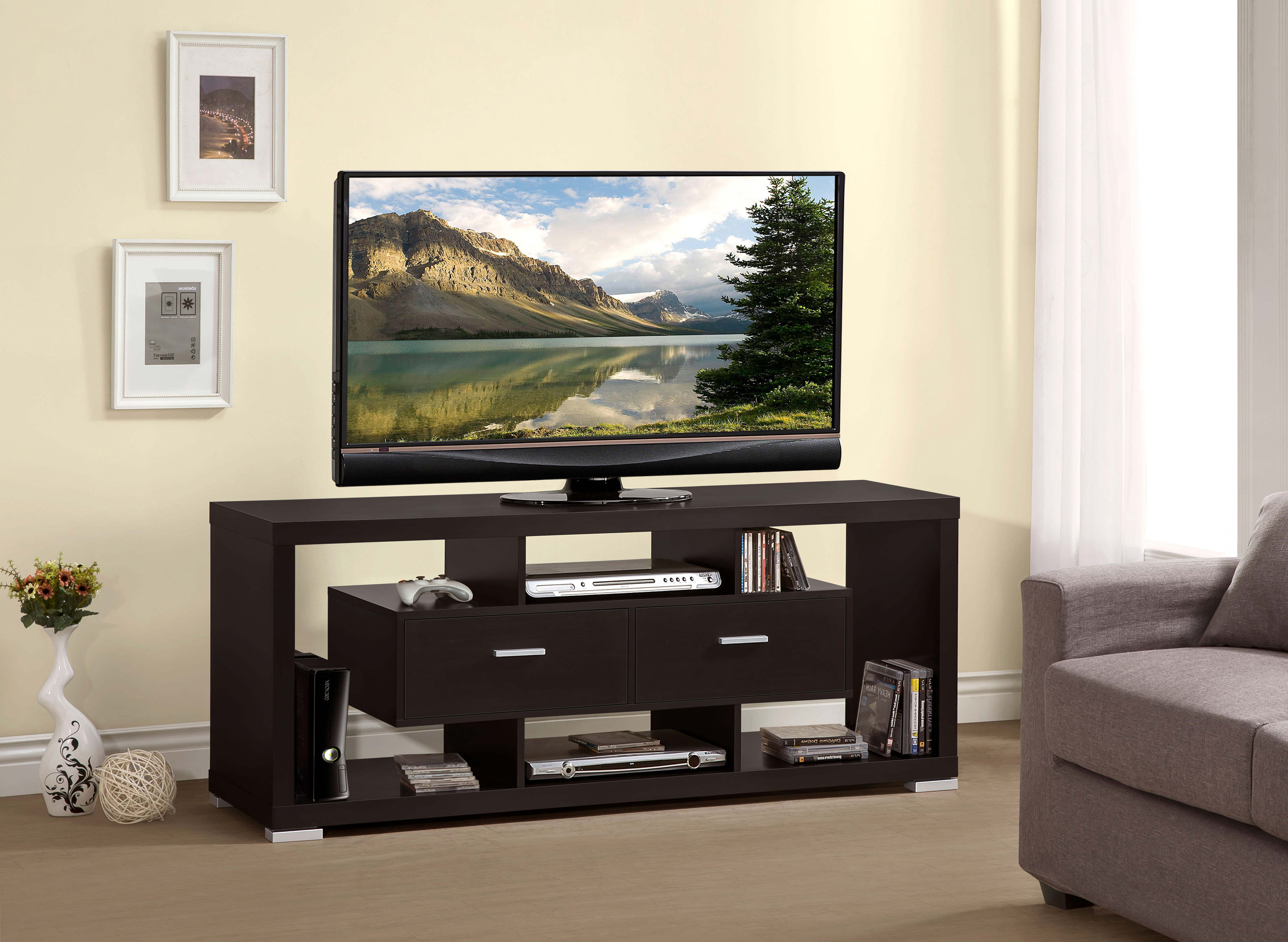 Darien 2-drawer Rectangular TV Console Cappuccino - Contemporary ...