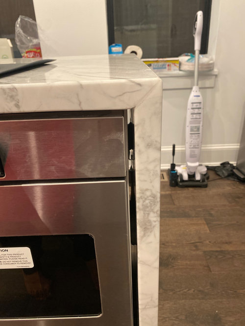 gap between waterfall and drawers