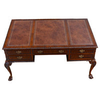 Leather Top Partner Desk, Ball and Claw Partner Desk - Victorian ...