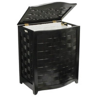 Bowed Front Veneer Laundry Wood Hamper With Interior Bag - Transitional ...