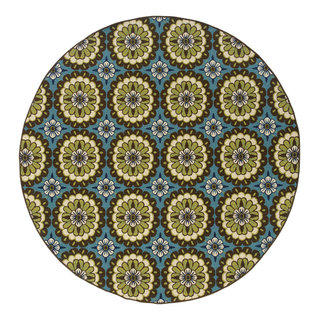 Oriental Weavers Sphinx Caspian 8328l Outdoor Rug, Round 7'10" Round ...
