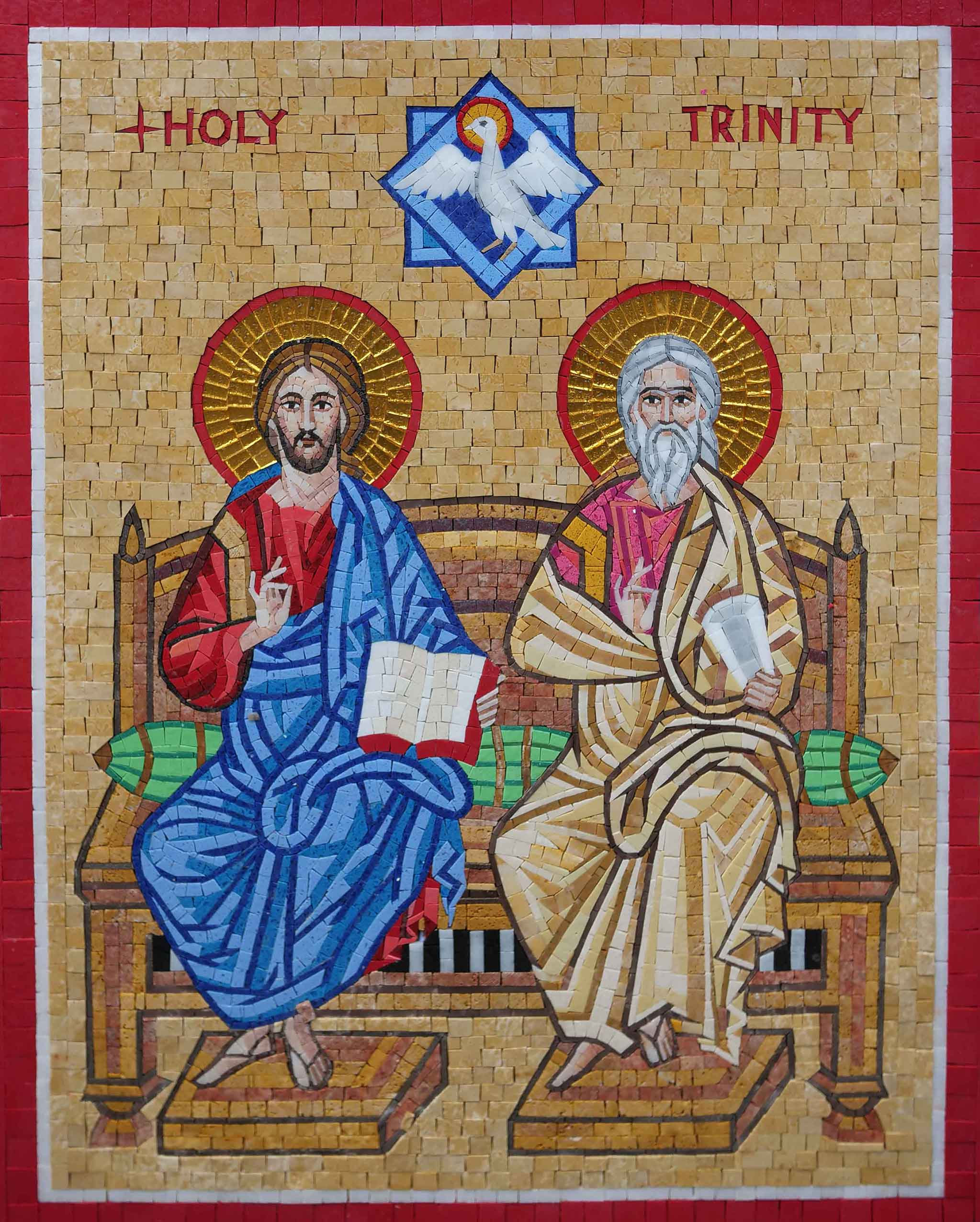 Holy Trinity - Religious Mosaic Design, 31" x 39" - Contemporary - Tile ...