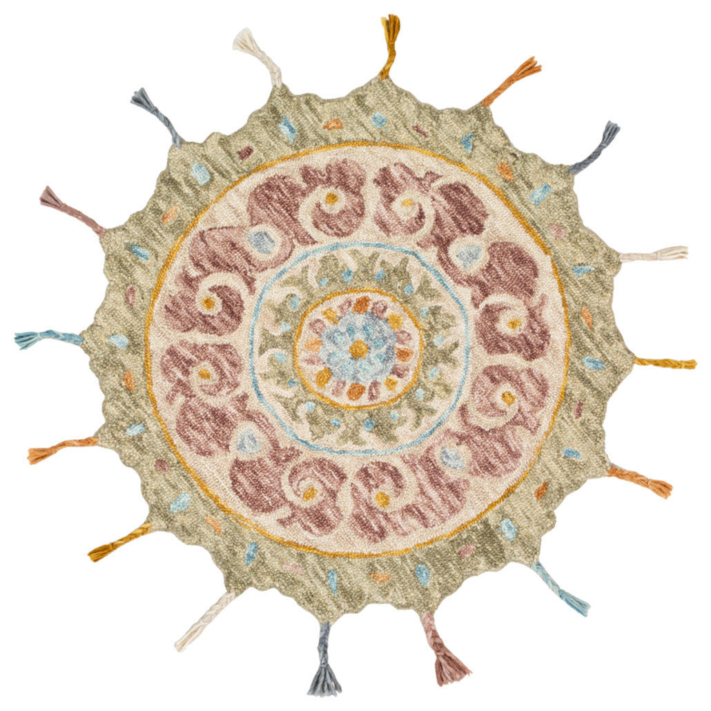 Hand Hooked Bonifate Area Rug BFT-1030, 5' Round - Contemporary - Area ...
