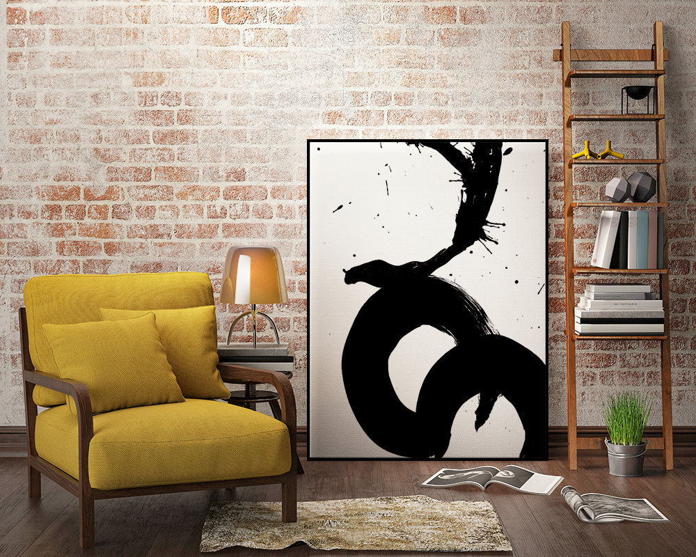 "Ink Blot V" Art block Framed Canvas, 24"x36" - Contemporary - Prints ...