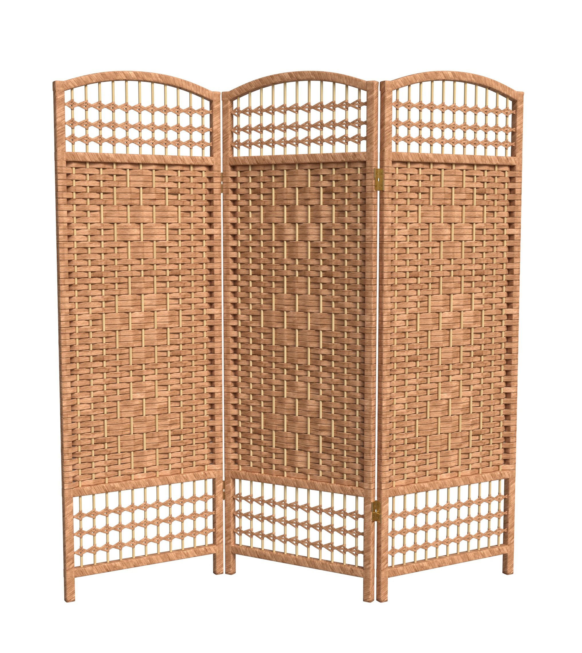 4' Tall Fiber Weave Room Divider, 3 Panels - Tropical - Screens And ...