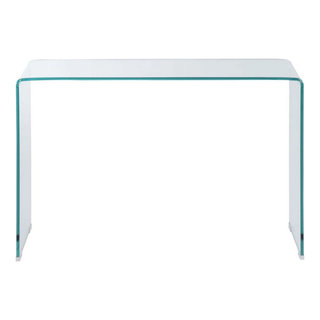 Clear Waterfall Narrow Glass Console Table, 36", 30x8 - Contemporary ...