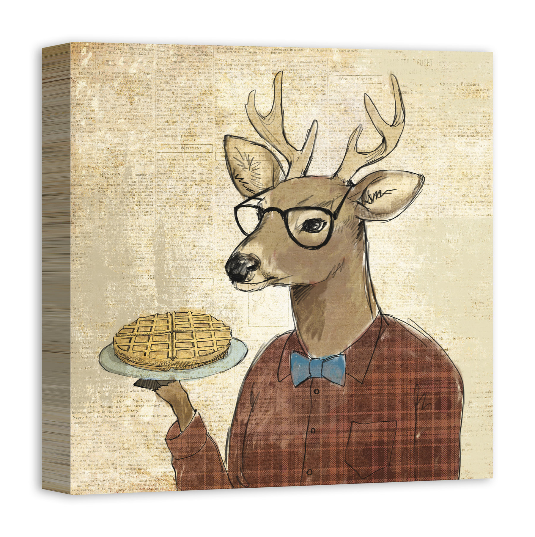 "Cool Stag with Waffles" Canvas Wall Art, 20x20, 20x20 - Southwestern ...