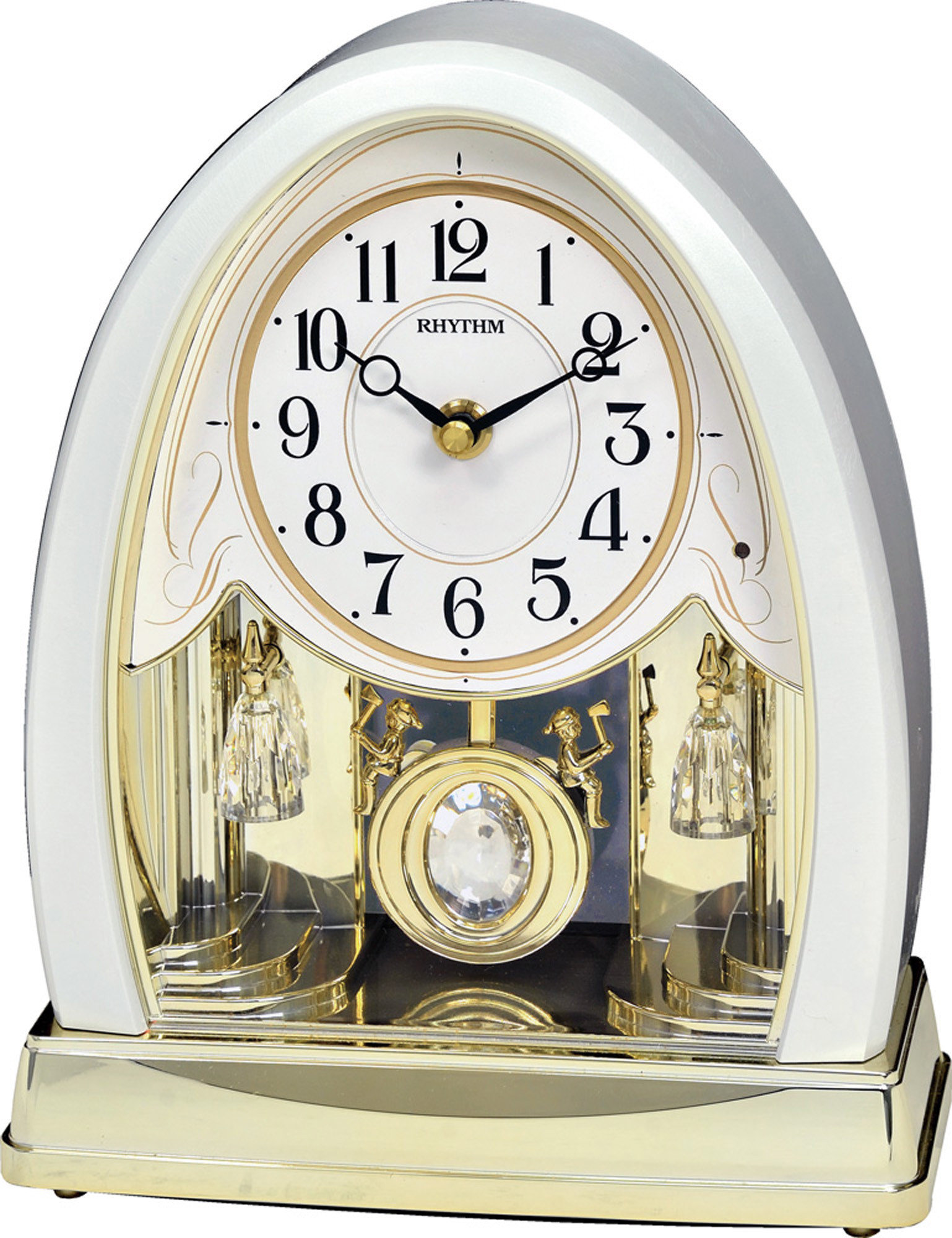 Rhythm's Joyful Crystal Pearl Mantel Clock - Contemporary - Desk And ...