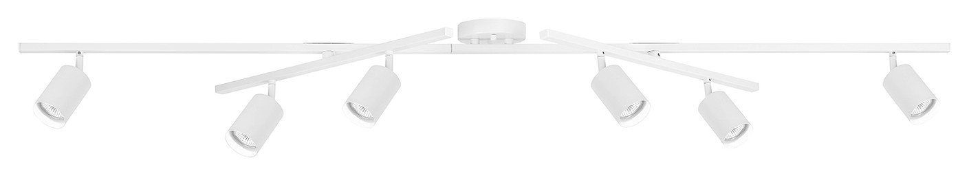 64" 6-Light Matte White Track Lighting, Center Swivel Bars, Pivoting ...