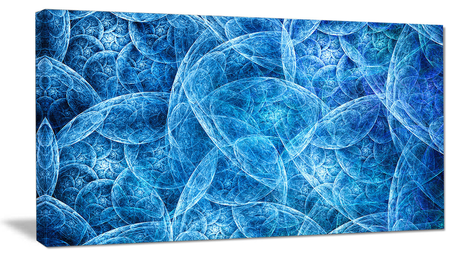 Dark Blue Fractal Dramatic Clouds, Abstract Canvas Art Print, 40"x20"x1 ...