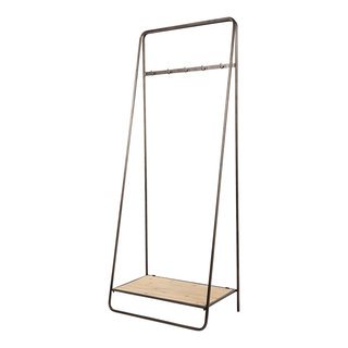 Carell 31Lx18W Black Metal And Wood Shelf Hall Tree, 31.1L x 18.1W x 77 ...