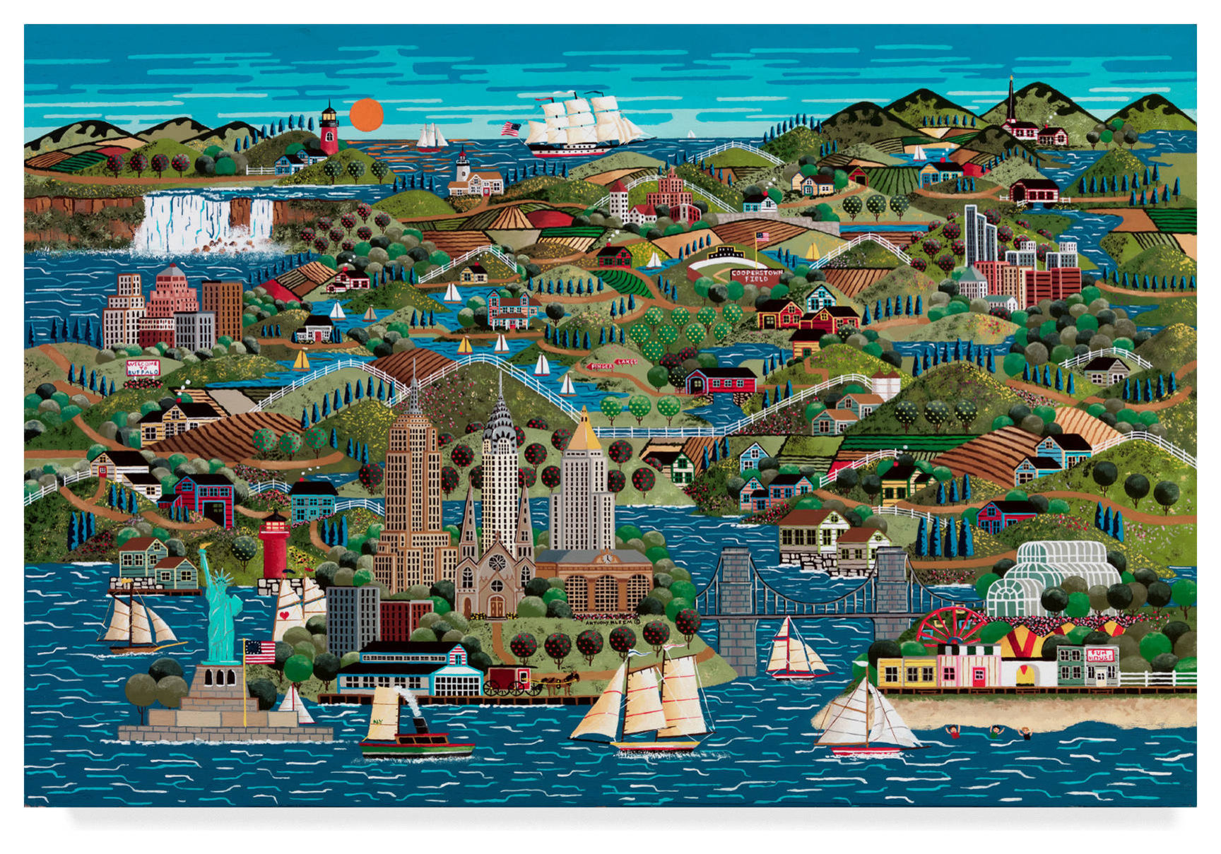 Anthony Kleem 'The Empire State' Canvas Art, 22"x32" - Beach Style ...