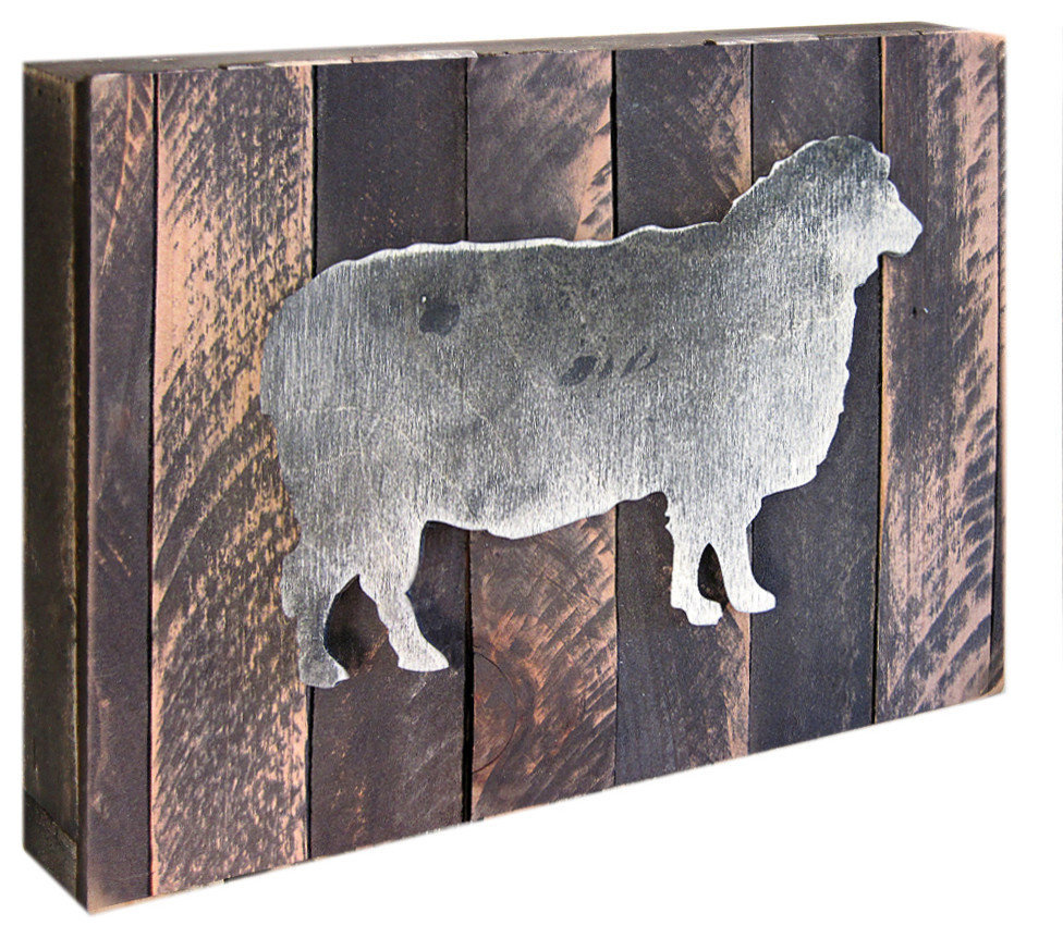 Sheep Block, 18"x12" - Farmhouse - Outdoor Wall Art - by G. DeBrekht ...
