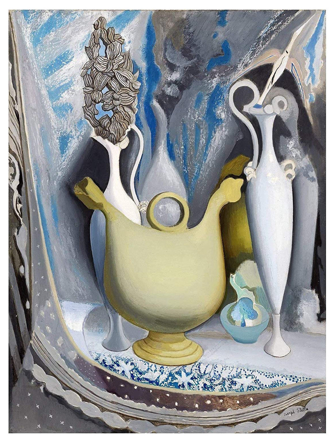 Tile Mural, Gray and White By Joseph Stella Ceramic, Ceramic Glossy ...