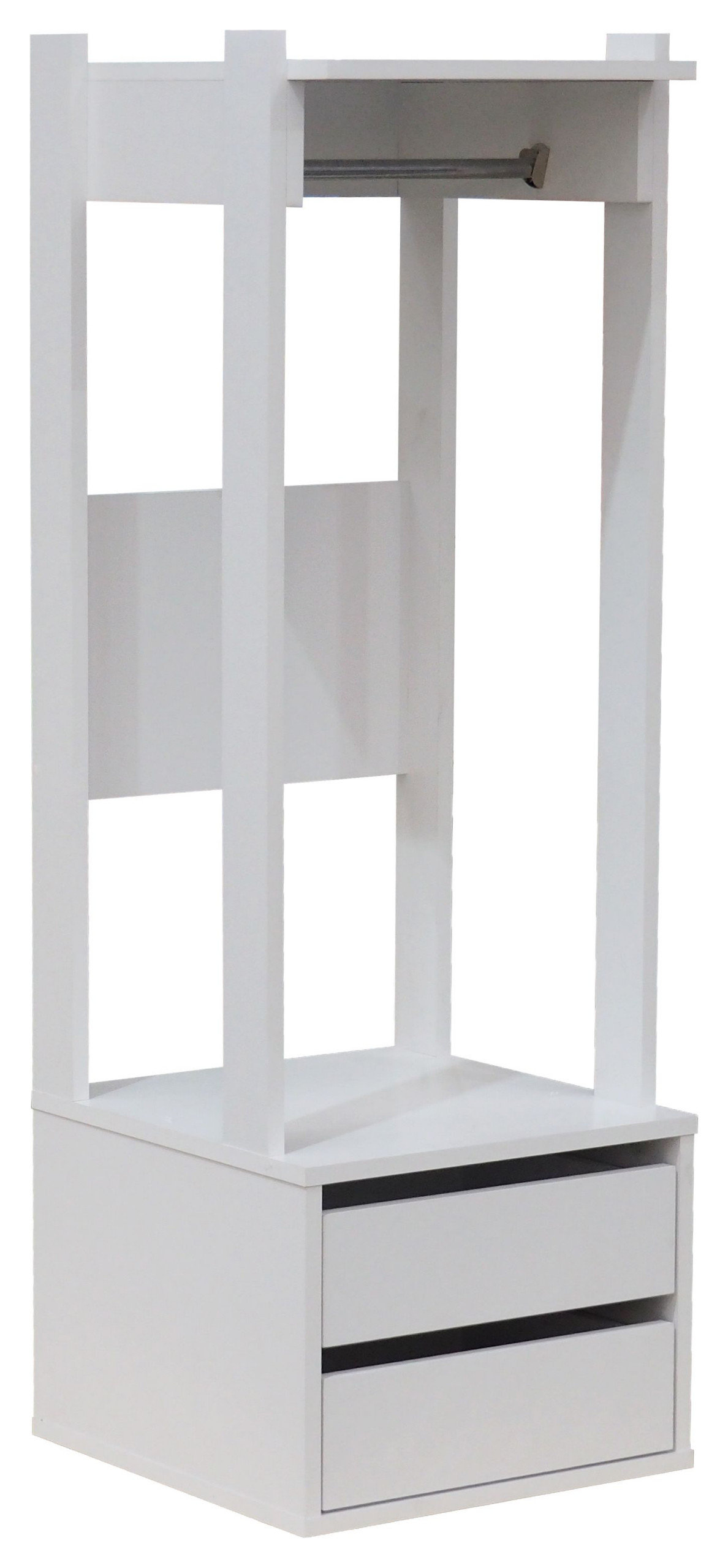 Tilley Modern Garment Rack Hall Tree With Storage Drawers, White Wood ...