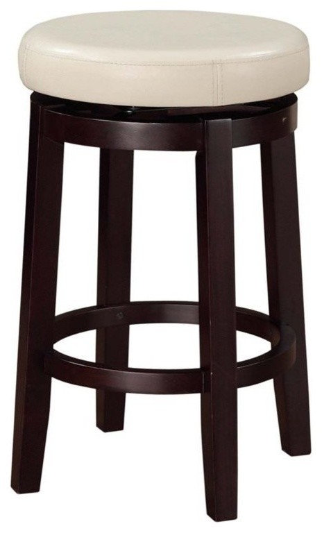 Pemberly Row Wood Bar Stool Chair in White With Rotating Round Seat ...