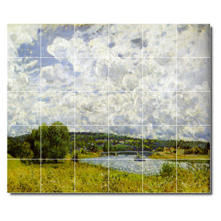 Alfred Sisley Landscapes Painting Ceramic Tile Mural #132, 72" Wide x ...
