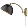 Golden Rey 1-Light Articulating Wall Sconce 3688-A1W AB-BLK, Aged Brass ...