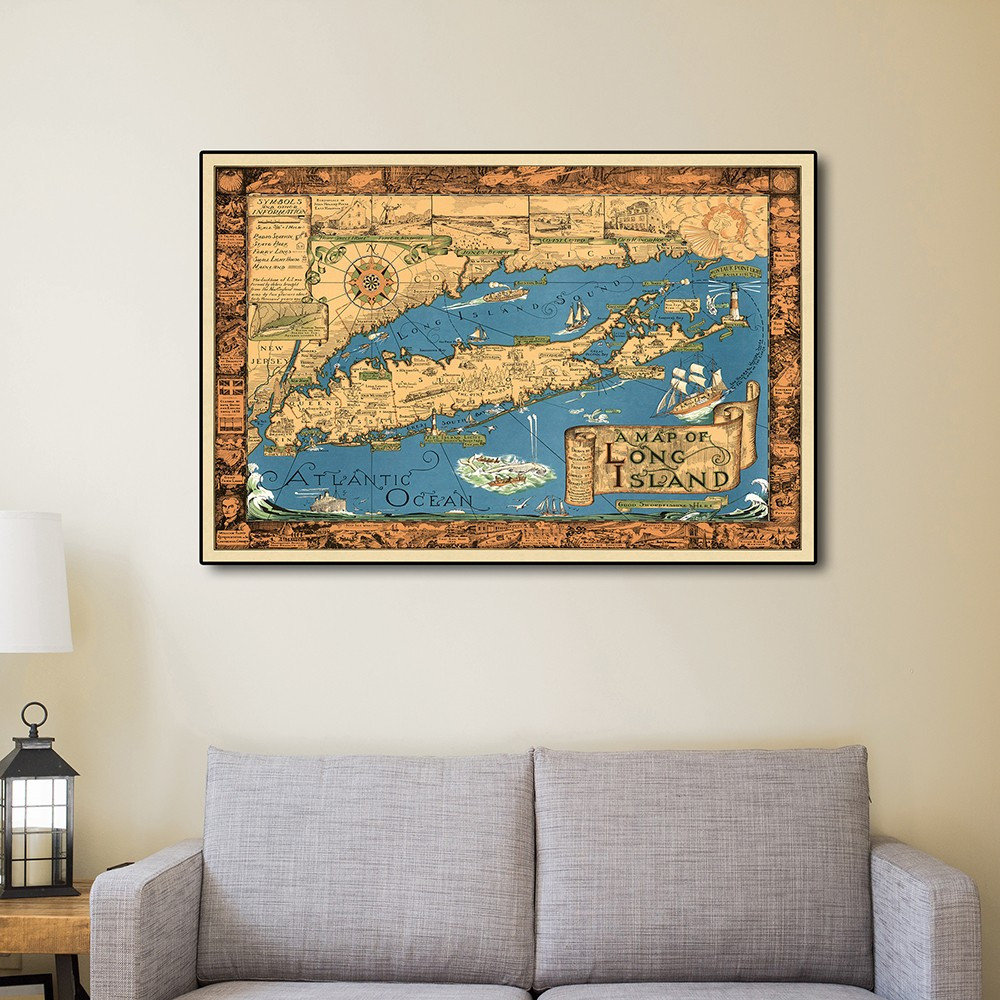 Vintage 1933 Map Of Long Island Unframed Print Wall Art - Contemporary ...
