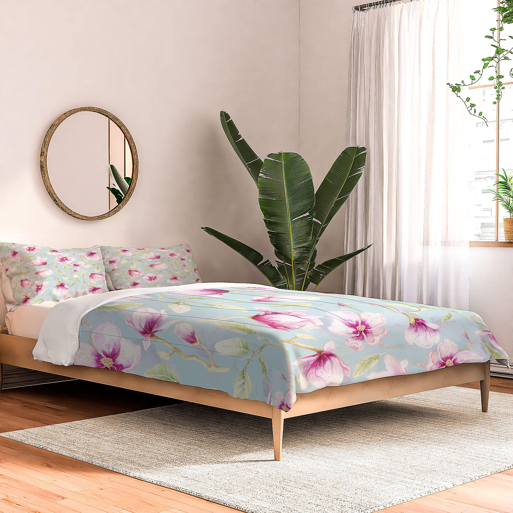 Deny Designs Utart Hygge Hand Painted Watercolor Magnolia Blossoms Bed ...