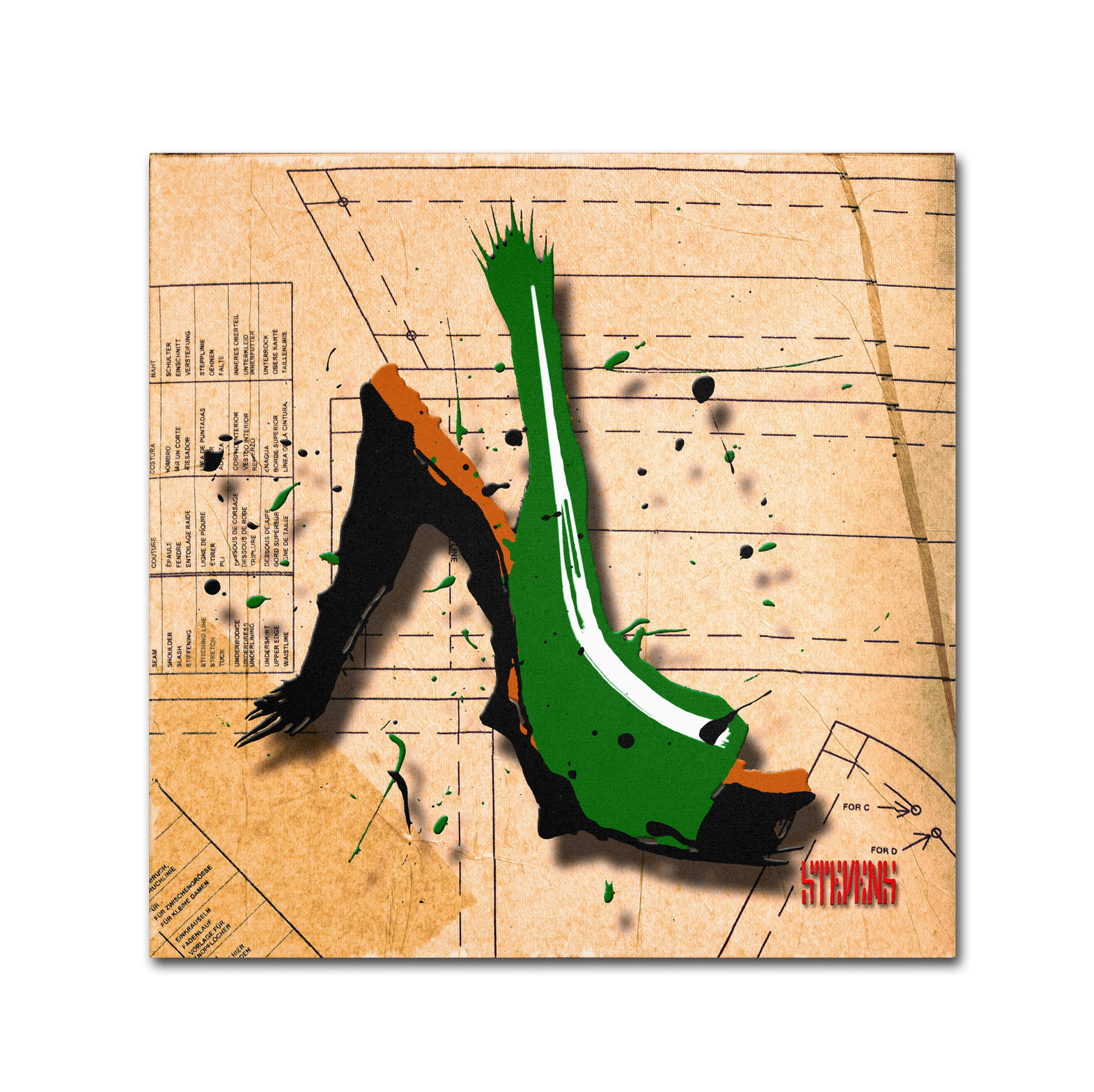 'Suede Heel Green' Canvas Art by Roderick Stevens, 35" x 35 ...