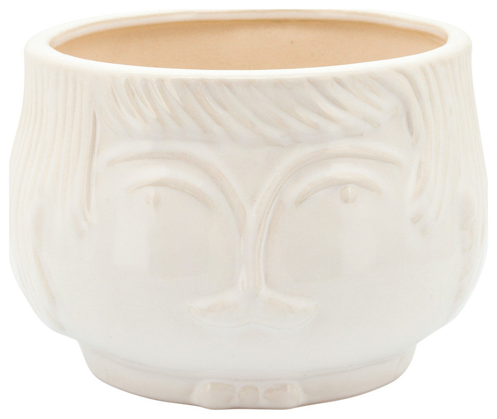 7" Grandpa Planter, White - Contemporary - Indoor Pots And Planters ...