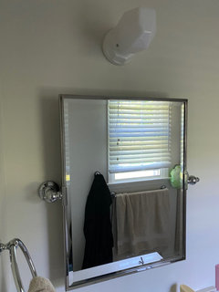 Mirror options for an outlet in the center of wall above vanity | Houzz ...
