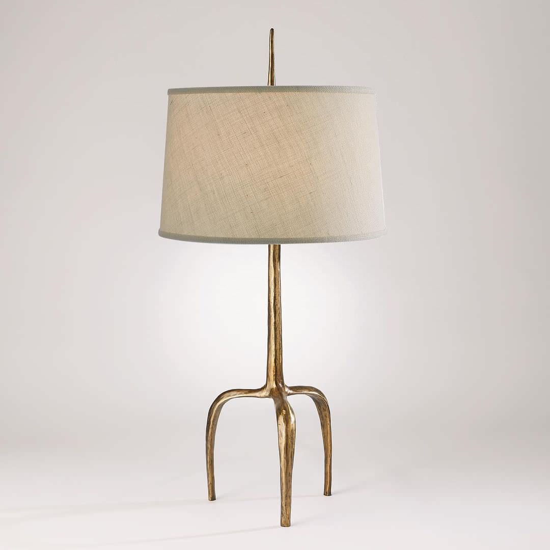 Rustic Modern Prong Spike Tripod Table Lamp 41 in Gold Minimalist Iron ...