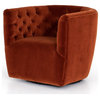 Ashley Tufted Swivel Chair, Sapphire Rust - Contemporary - Armchairs ...