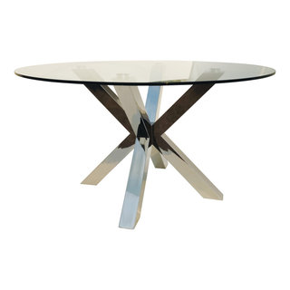 60" Round Clear Glass Top Table, Clear - Contemporary - Dining Tables ...