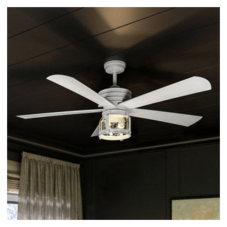 Luxury Coastal Ceiling Fan, Matte White - Transitional - Ceiling Fans ...