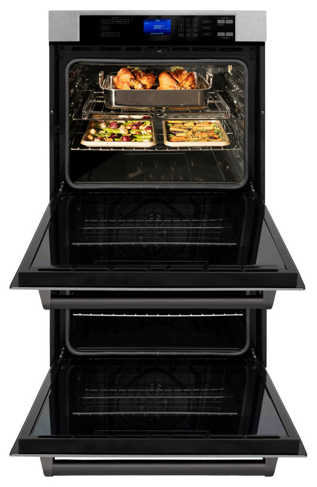 ZLINE DuraSnow Stainless Steel Double Wall Oven With Matte Black, AWDSZ ...