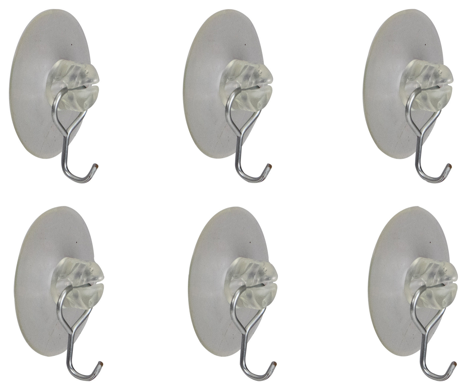 Pack of 6 Clear Suction Cups With Hook 1.25" - Traditional - Wall Hooks ...