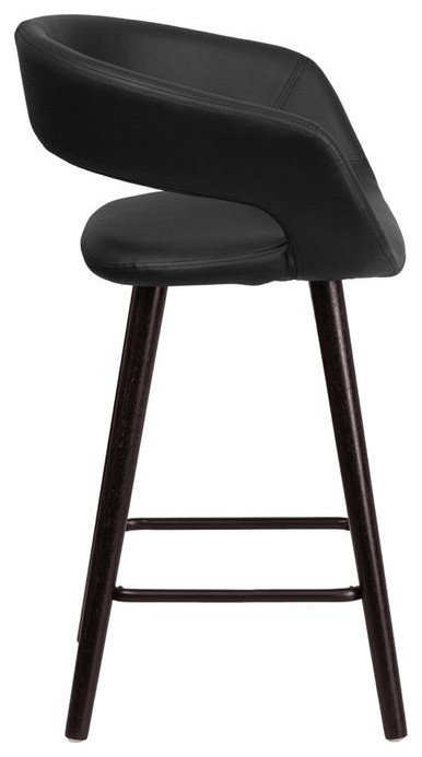 Brynn Series 24" High Contemporary Black Vinyl Counter H Stool, 24 ...