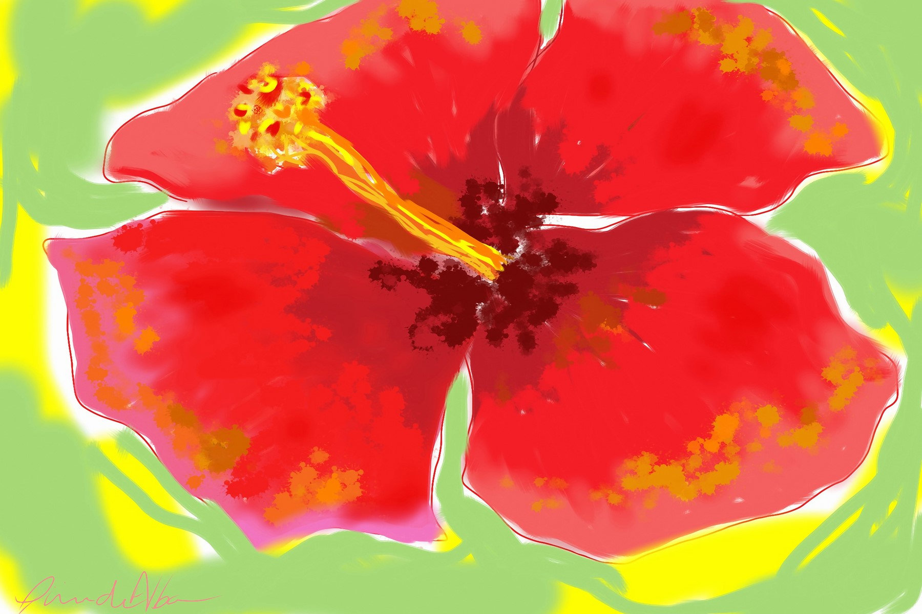 Marmont Hill, "Red Hibiscus" by Arthur Pina Painting Print on Wrapped ...